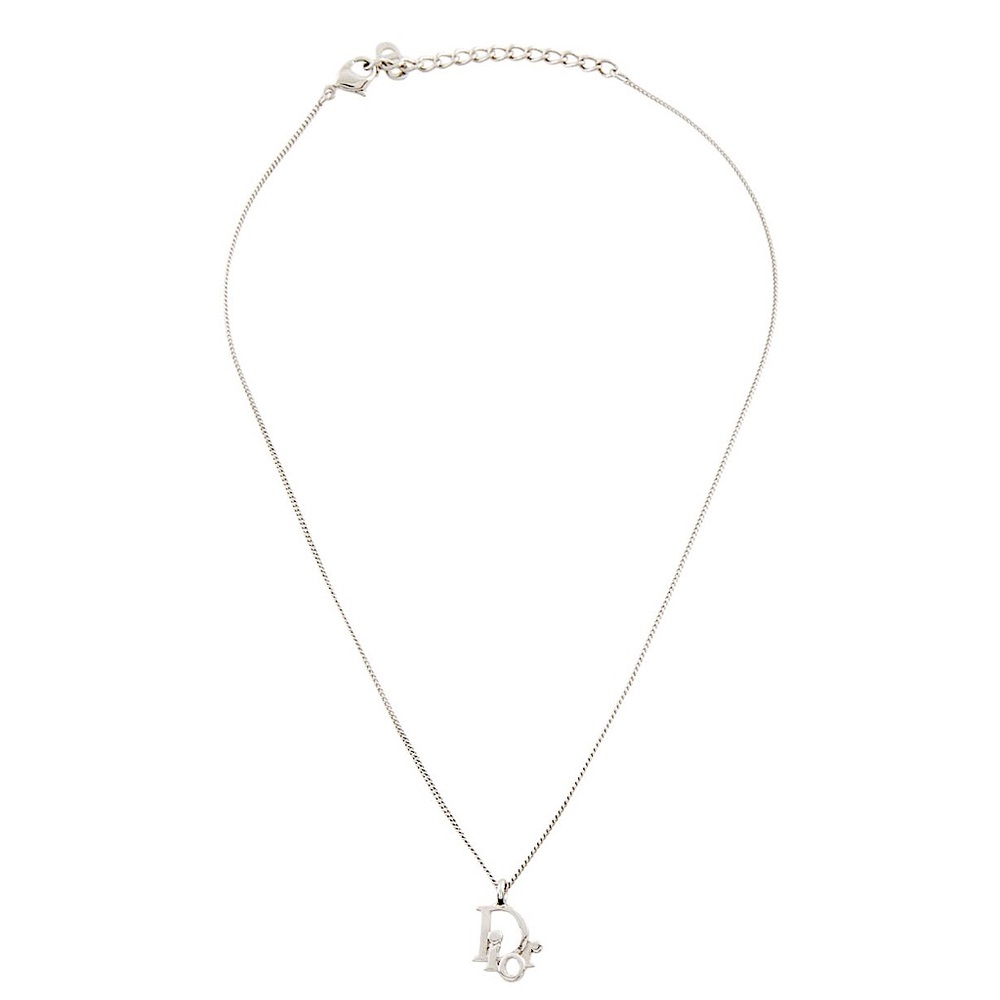 Christian Dior Vintage Silver Pendant & Chain Authent… - Gem
